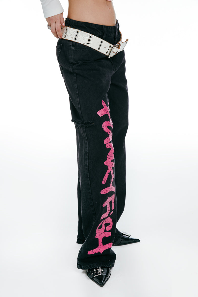 Punkyfish Punky Baggy Jeans with pink logo