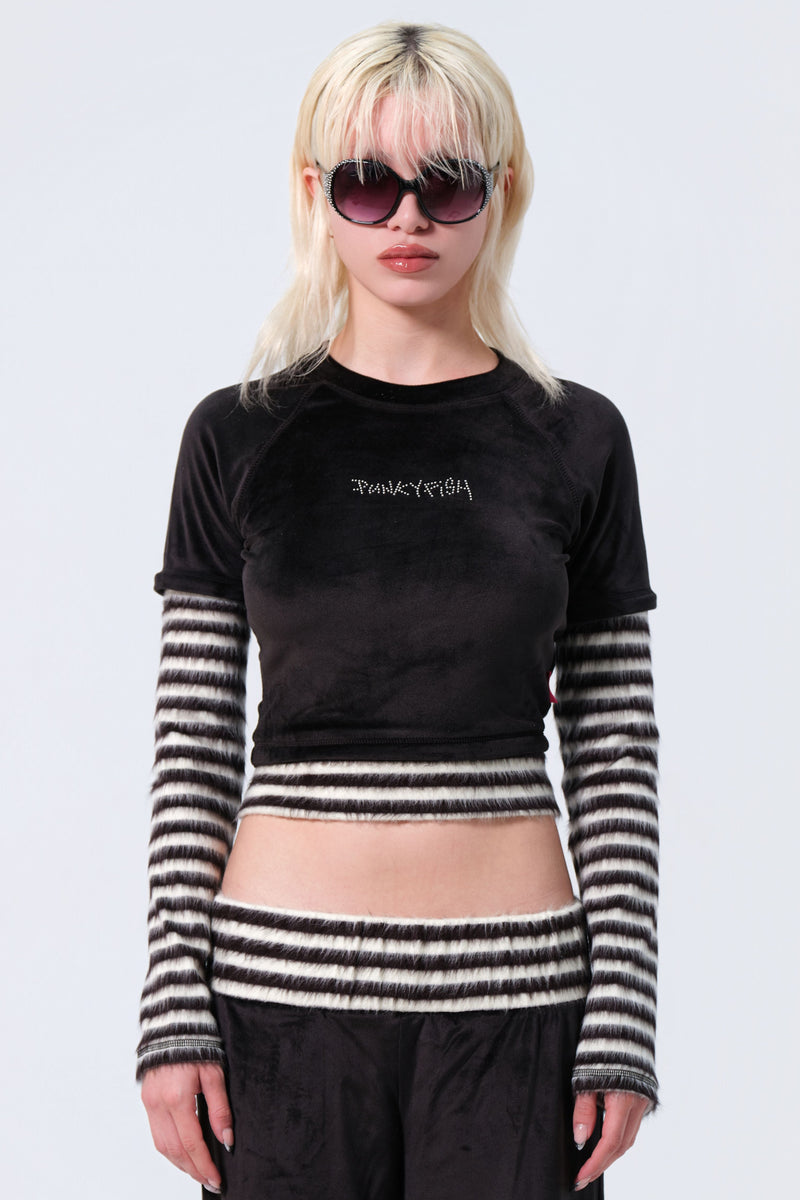 Velvet Stripe Layered Crop Top – Punkyfish