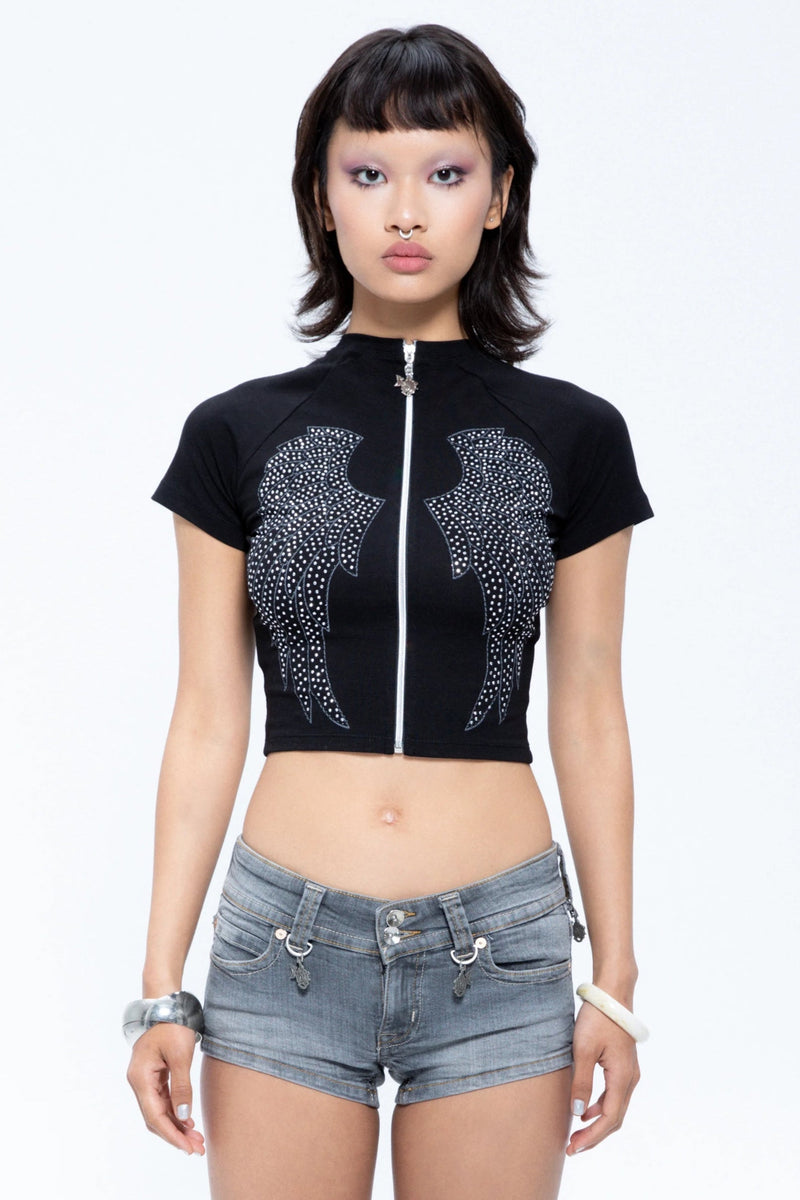 Punkyfish Angel Wing Reversible Crop Top